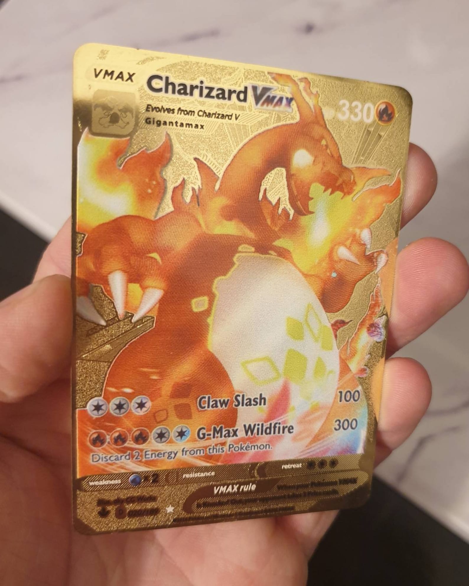 GOLD Charizard Vmax METAL Dynamax Pokemon Card Rainbow Rare | Etsy