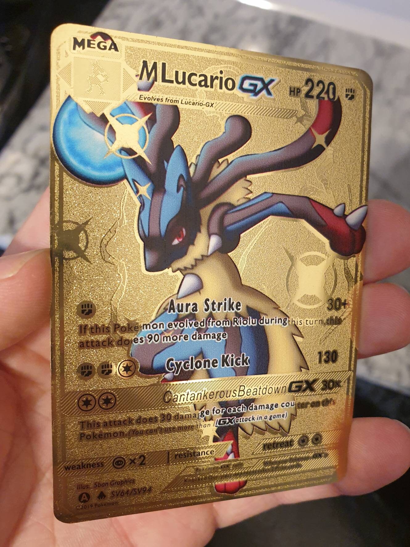 Oro Mega Lucario GX Pokemon Card Shiny EX Custom Made Metal V | Etsy México