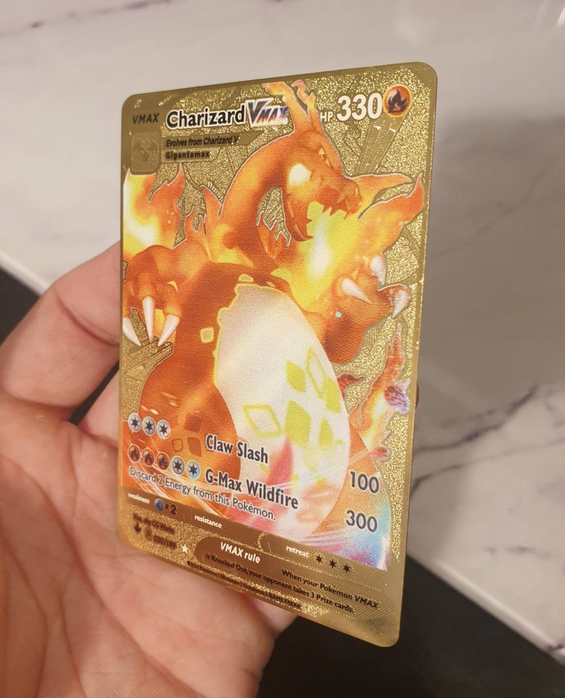 GOLD Charizard Vmax METAL Dynamax Pokemon Card Rainbow Rare | Etsy UK