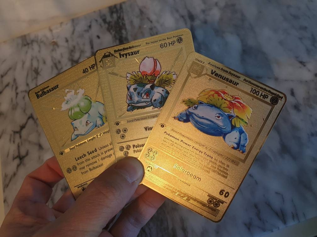 Artist Trading Cards GOLD 1st First Edition Bulbasaur Ivysaur Venusaur ...