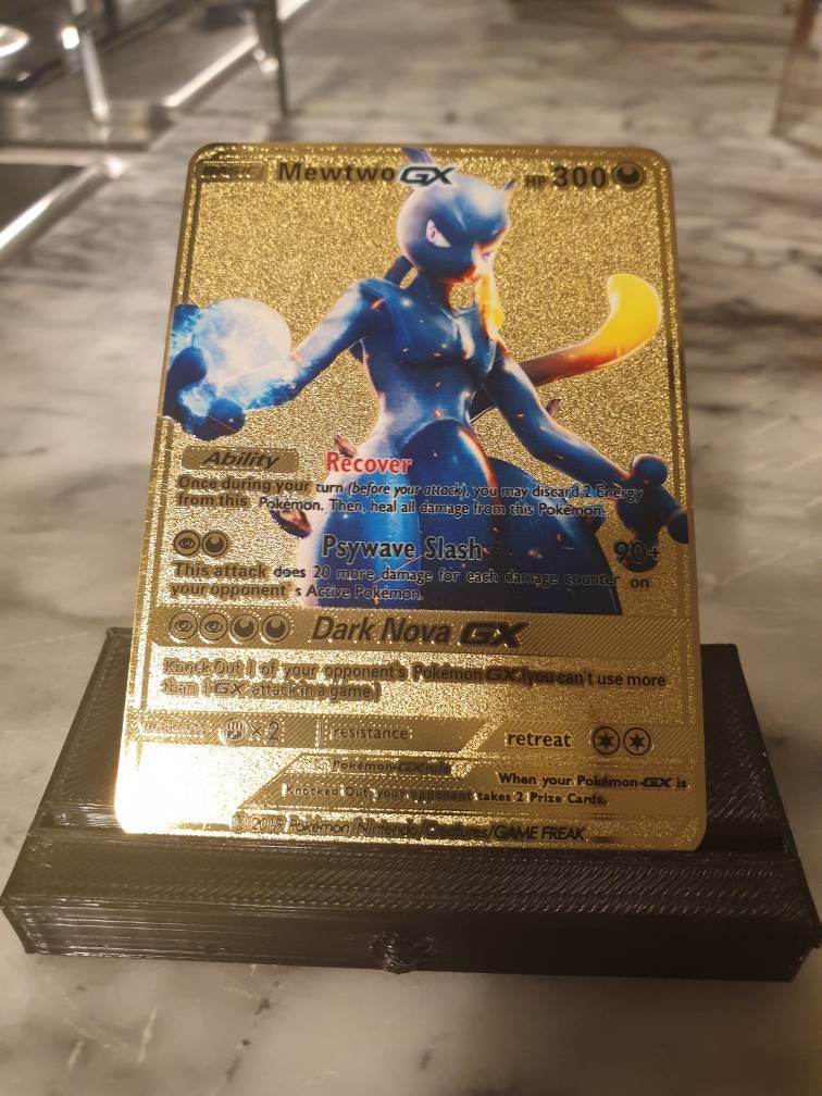 METAL GOLD Shadow Mewtwo GX Custom Pokemon Go Card Amiibo - Etsy