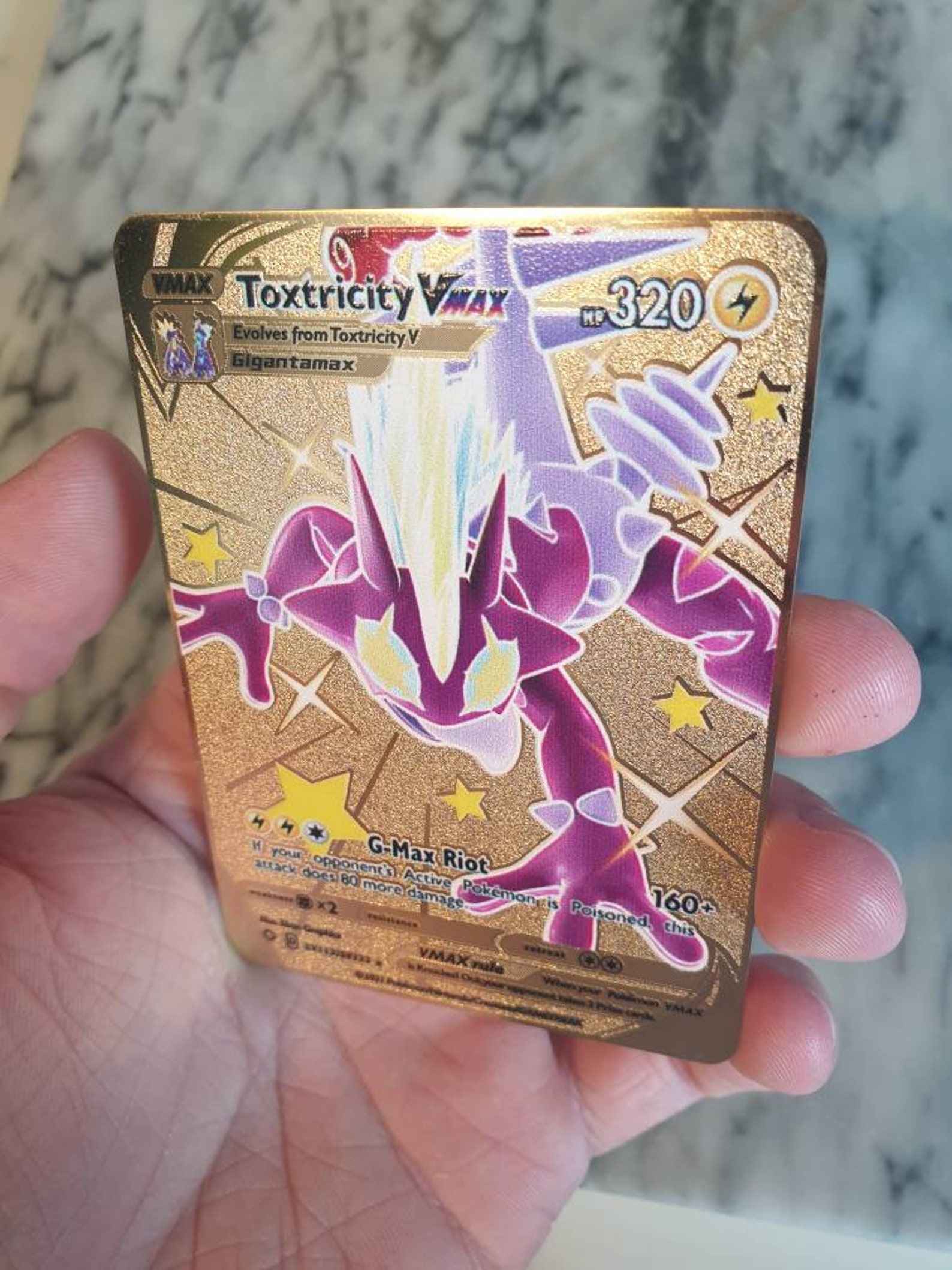 GOLD Shiny Toxtricity Vmax Pokemon Card Secret Ultra Rare | Etsy