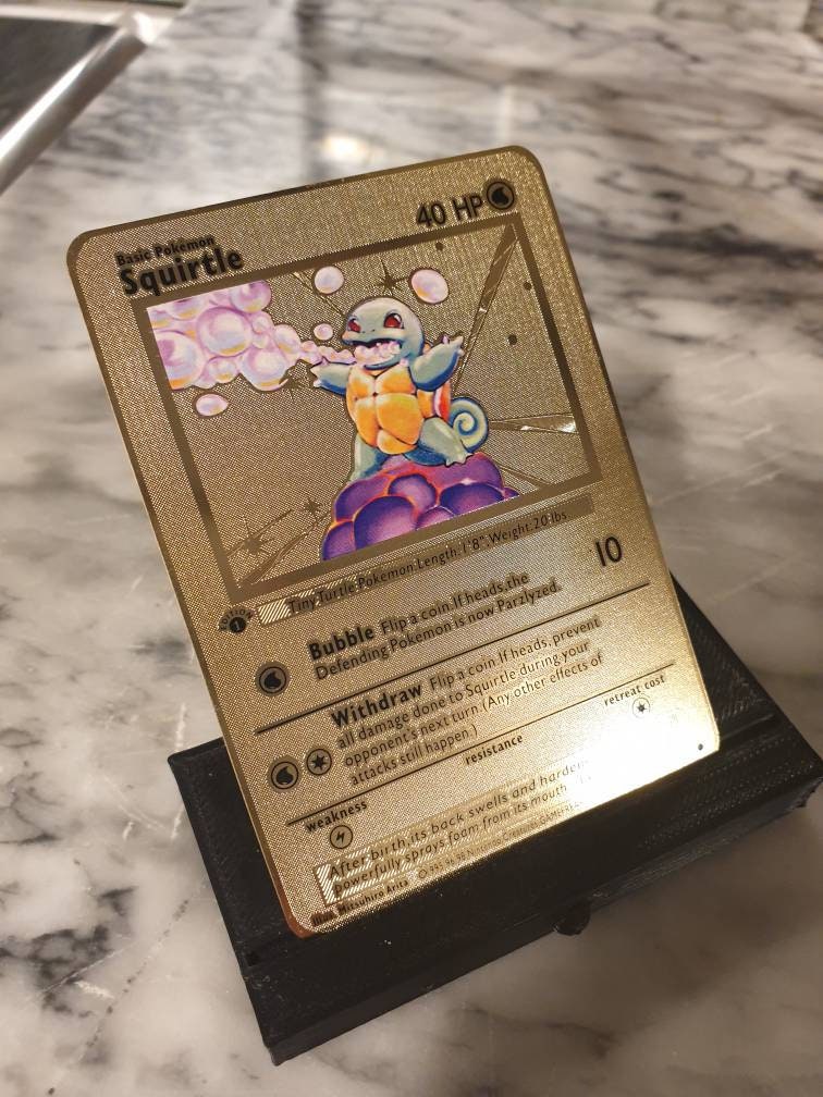 GOLD 1st First Edition Squirtle Pokemon Cards Base Set Metal | Etsy