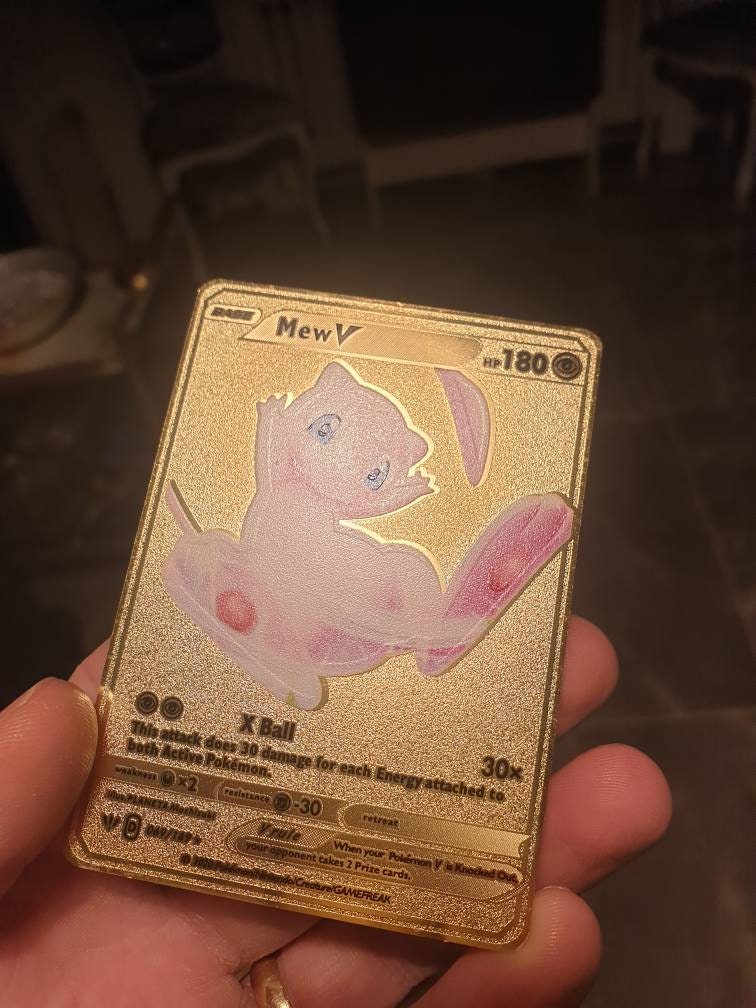 Gold Mew V Metal Cute Pokemon Card 069/189 Darkness Ablaze - Etsy