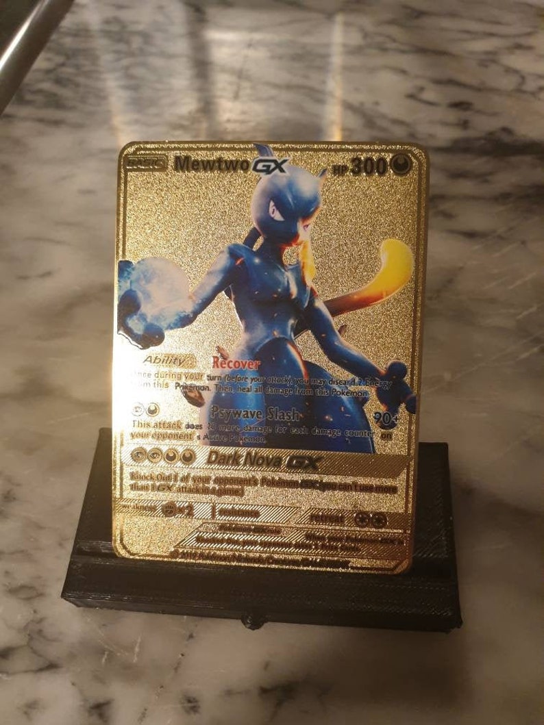 METAL GOLD Shadow Mewtwo GX Custom Pokemon Go Card Amiibo - Etsy