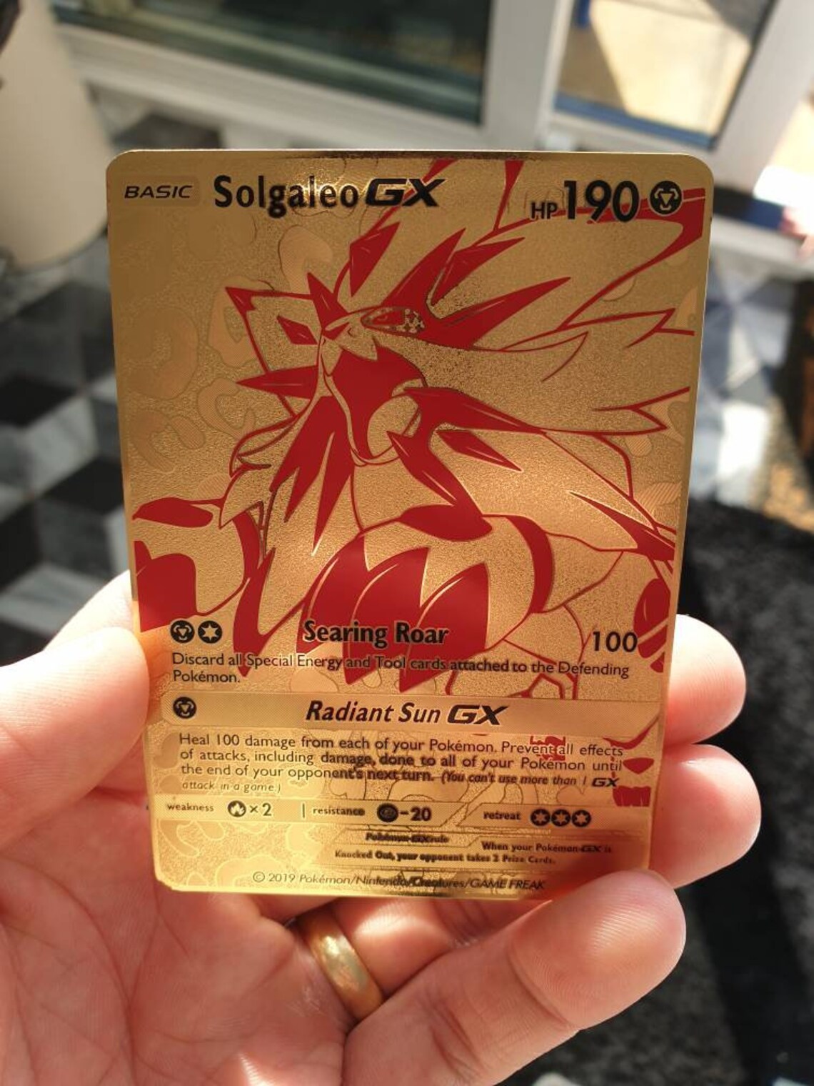 Shiny Gold Solgaleo GX Pokemon Card Full Art Ultra Sun | Etsy
