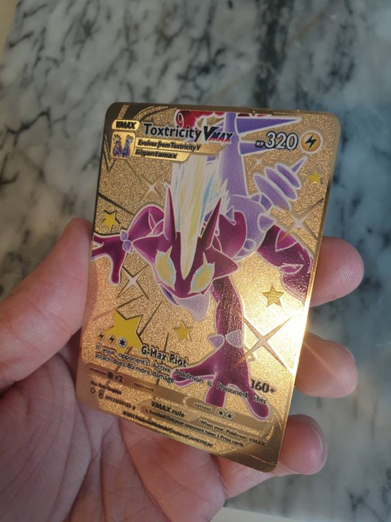 GOLD Shiny Toxtricity Vmax Pokemon Card Secret Ultra Rare | Etsy
