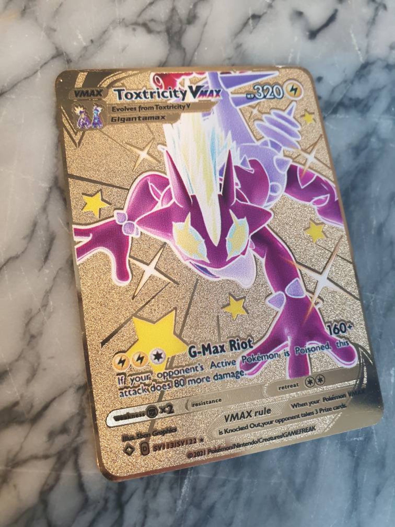 GOLD Shiny Toxtricity Vmax Pokemon Card Secret Ultra Rare | Etsy