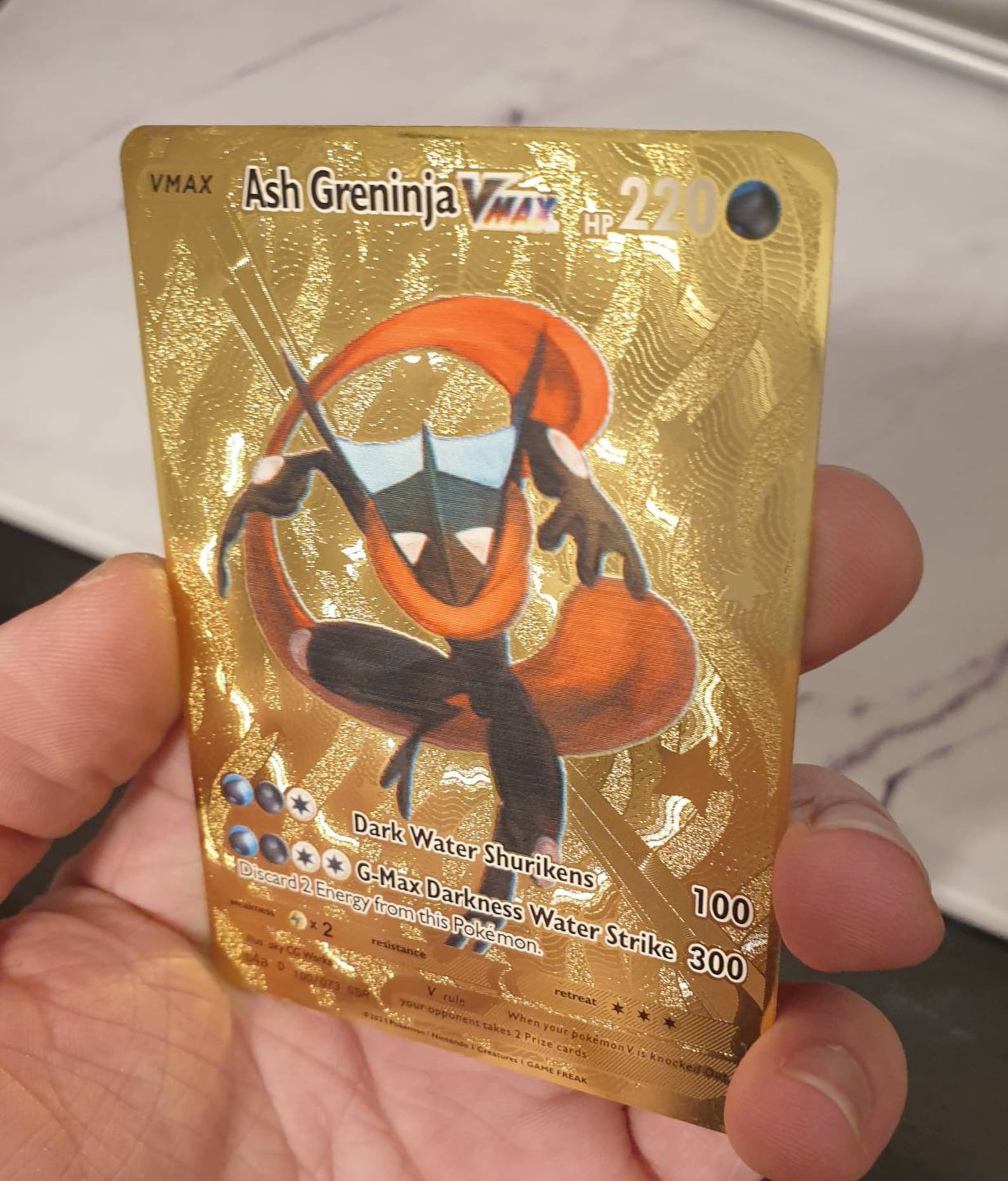 GOLD Shiny Ash Greninja Vmax Pokemon Card METAL Custom Made V | Etsy
