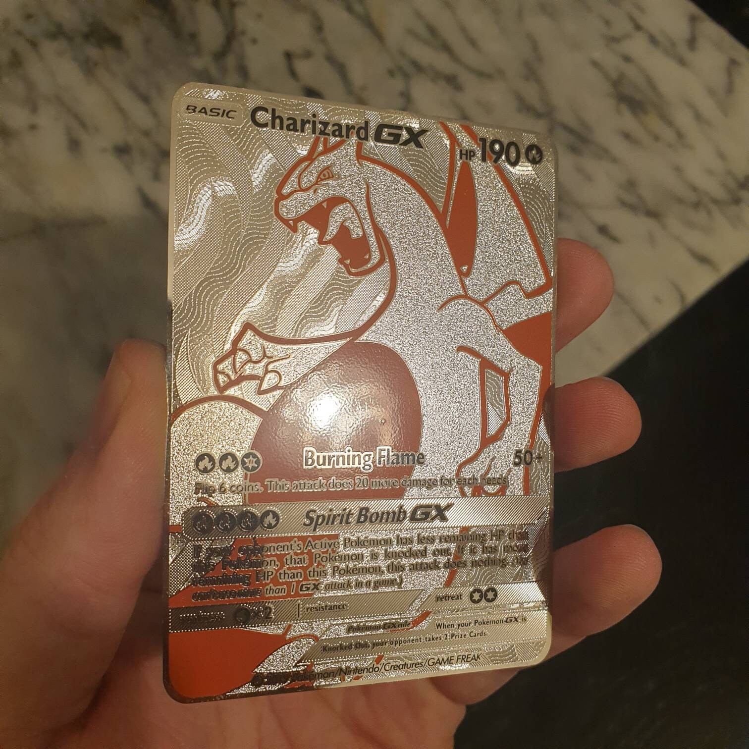 Silver Charizard GX METAL Pokemon Card 3d Mega Rare Custom | Etsy UK