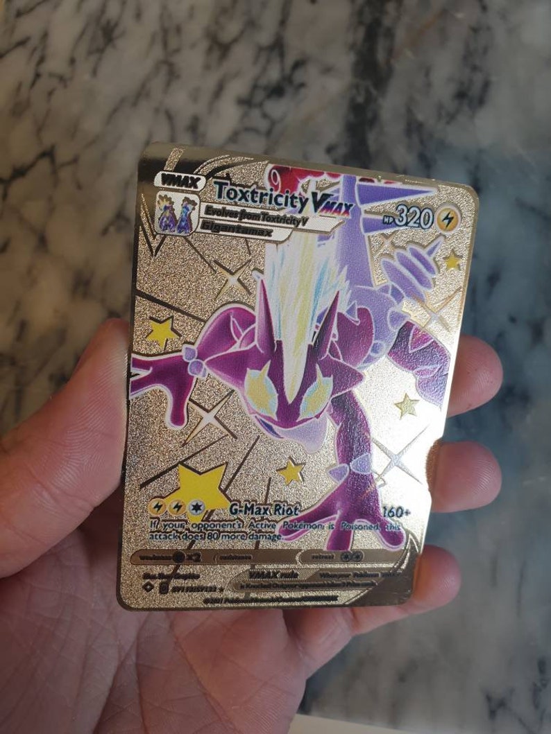 GOLD Shiny Toxtricity Vmax Pokemon Card Secret Ultra Rare | Etsy