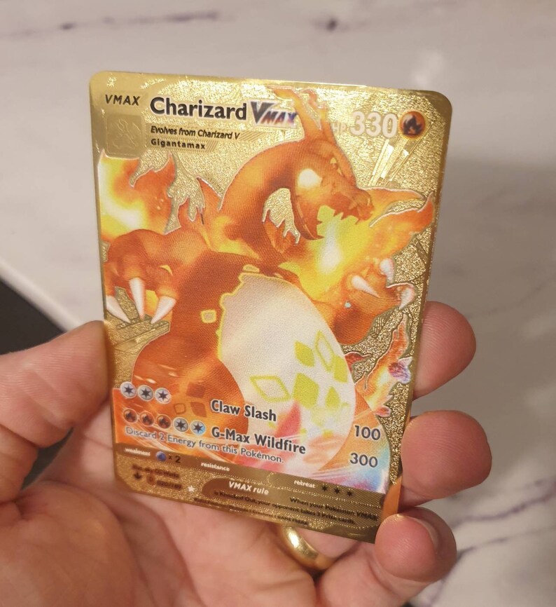 Charizard Vmax GOLD METAL Dynamax Pokemon Card Rainbow Rare Etsy Charizard Vmax GOLD METAL Dynamax Pokemon Card Rainbow Rare Etsy