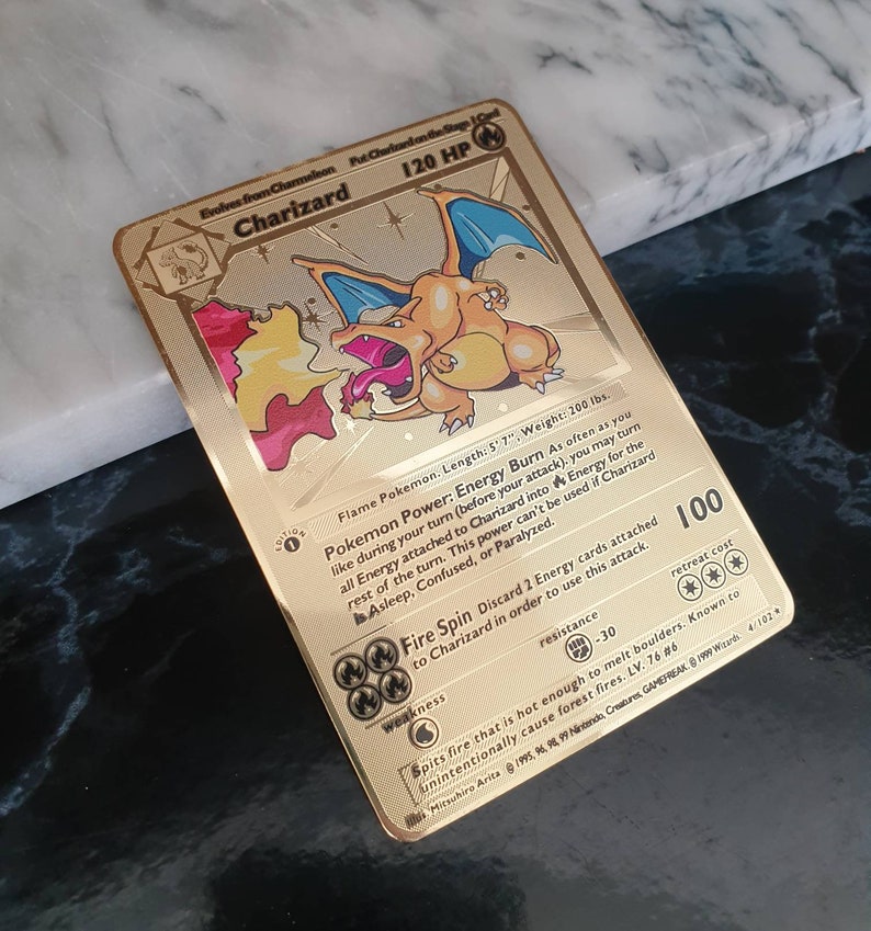 Gold 1st First Edition Charizard Pokemon Card Base Set 4/102 | Etsy