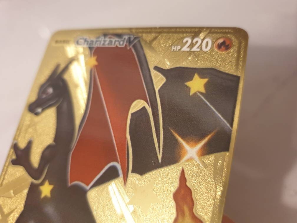 GOLD Shiny Charizard V Pokemon Card METAL Champions Path | Etsy UK