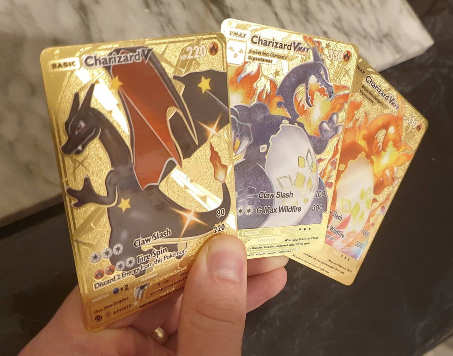 GOLD Charizard Vmax METAL Dynamax Pokemon Card Rainbow Rare | Etsy UK