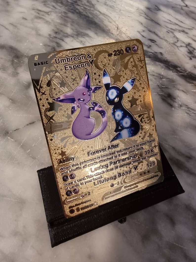 GOLD Anniversary Shiny Umbreon & Espeon Pokemon Card Metal | Etsy