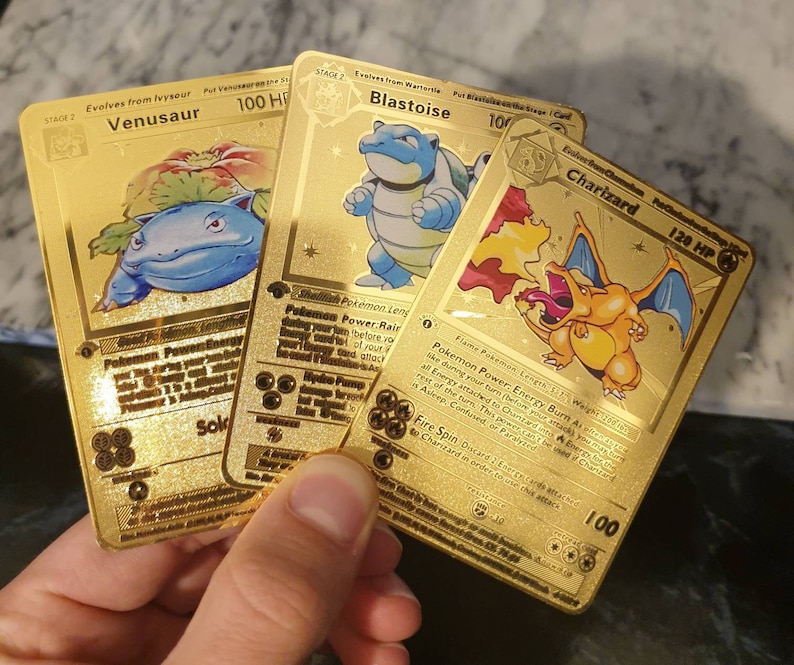 Gold 1st First Edition Charizard Blastoise Venusaur Pokemon | Etsy