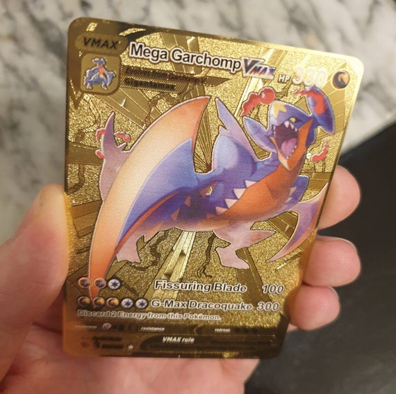 Metal Gold Mega Garchomp Vmax Gmax Gigantamax Dynamax Pokemon Etsy
