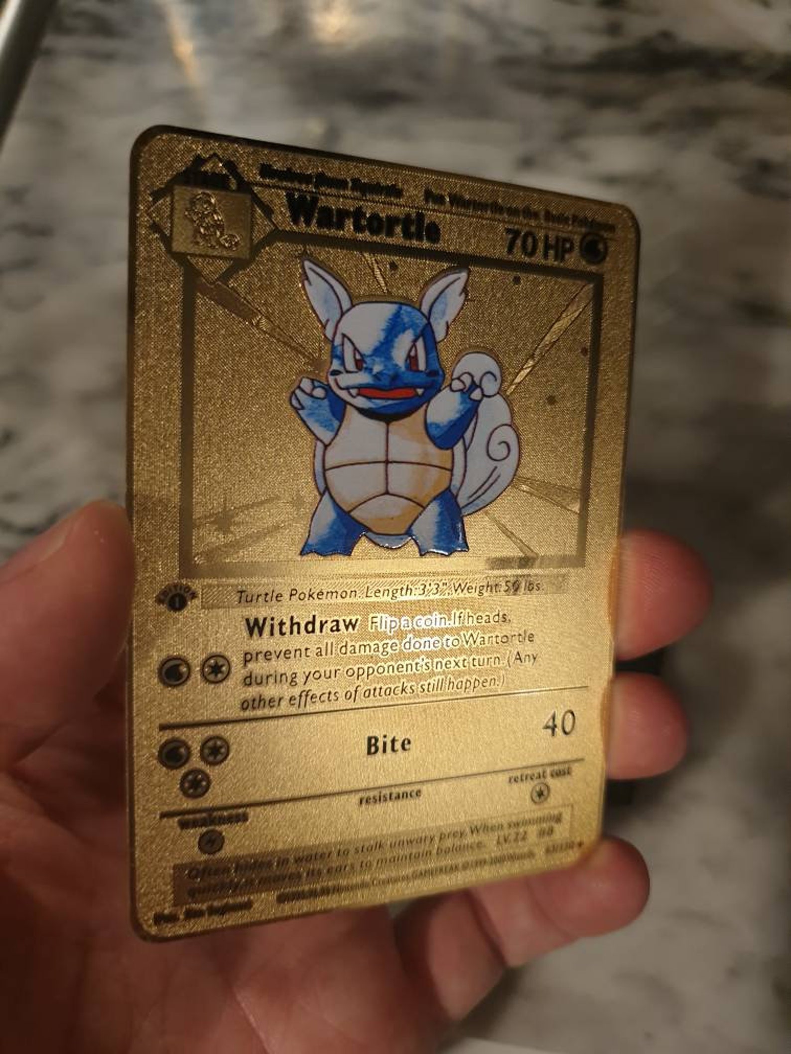 GOLD 1st First Edition Wartortle Pokemon Cards Base Set Metal Etsy
