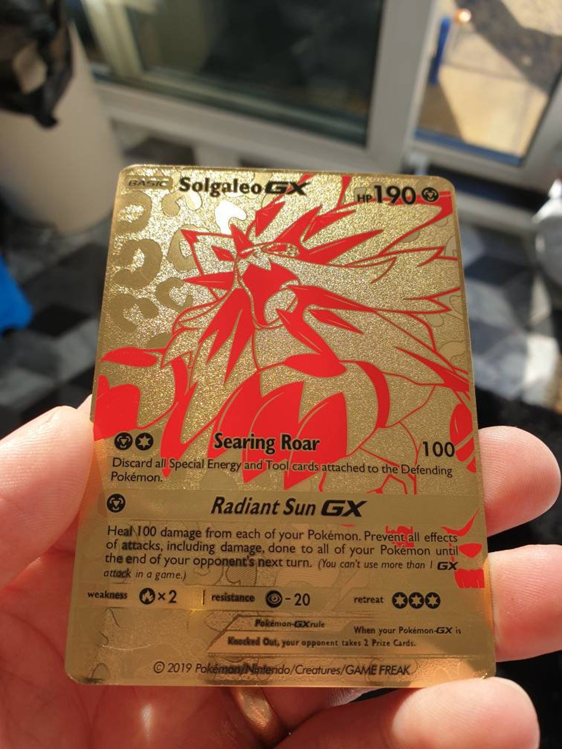 Shiny Gold Solgaleo GX Pokemon Card Full Art Ultra Sun | Etsy