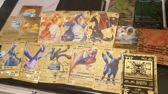 Metal Pokemon Cards Gold Steel Custom Pokemon Cards | Etsy