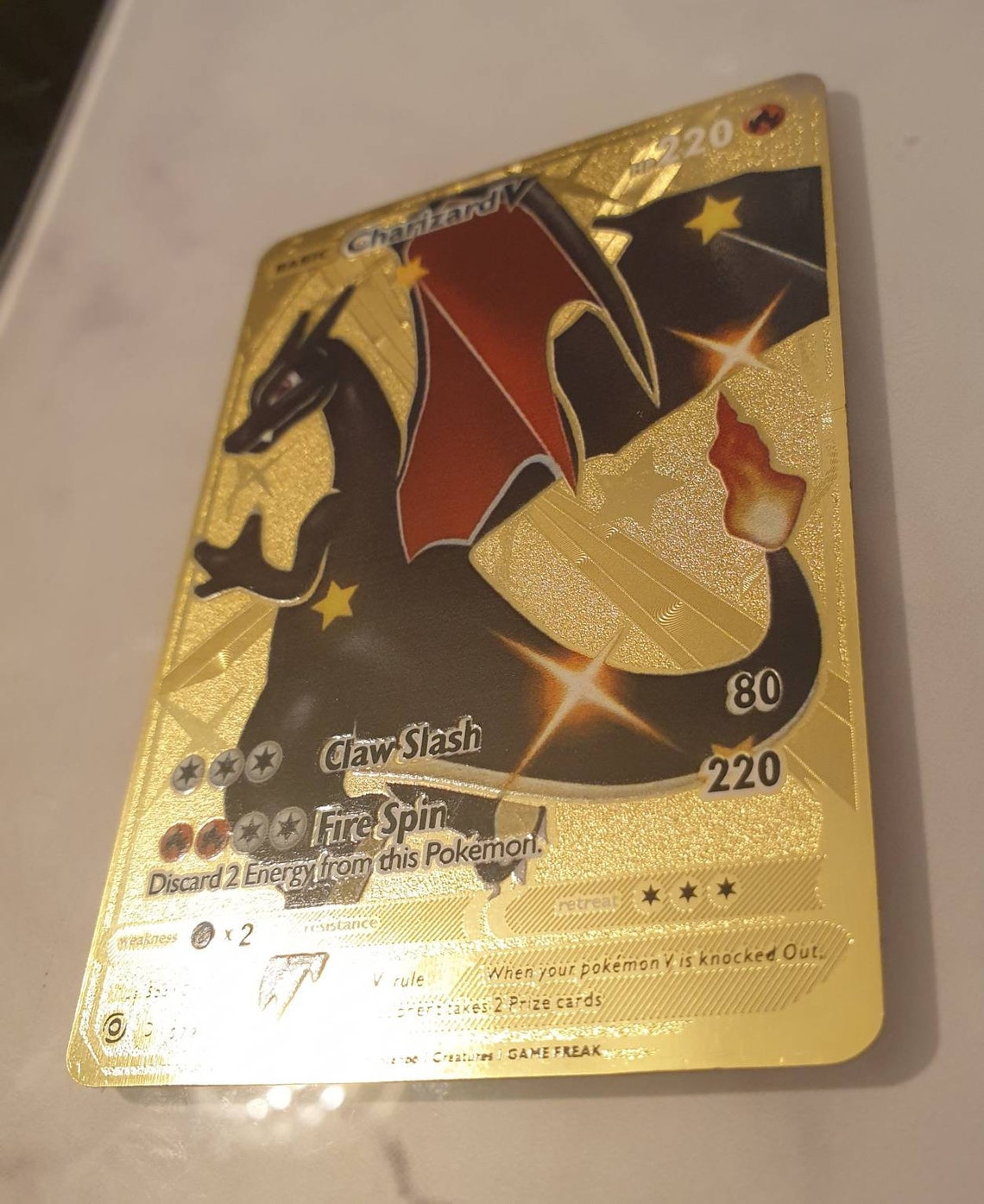 GOLD Shiny Charizard V Pokemon Card METAL Champions Path | Etsy UK