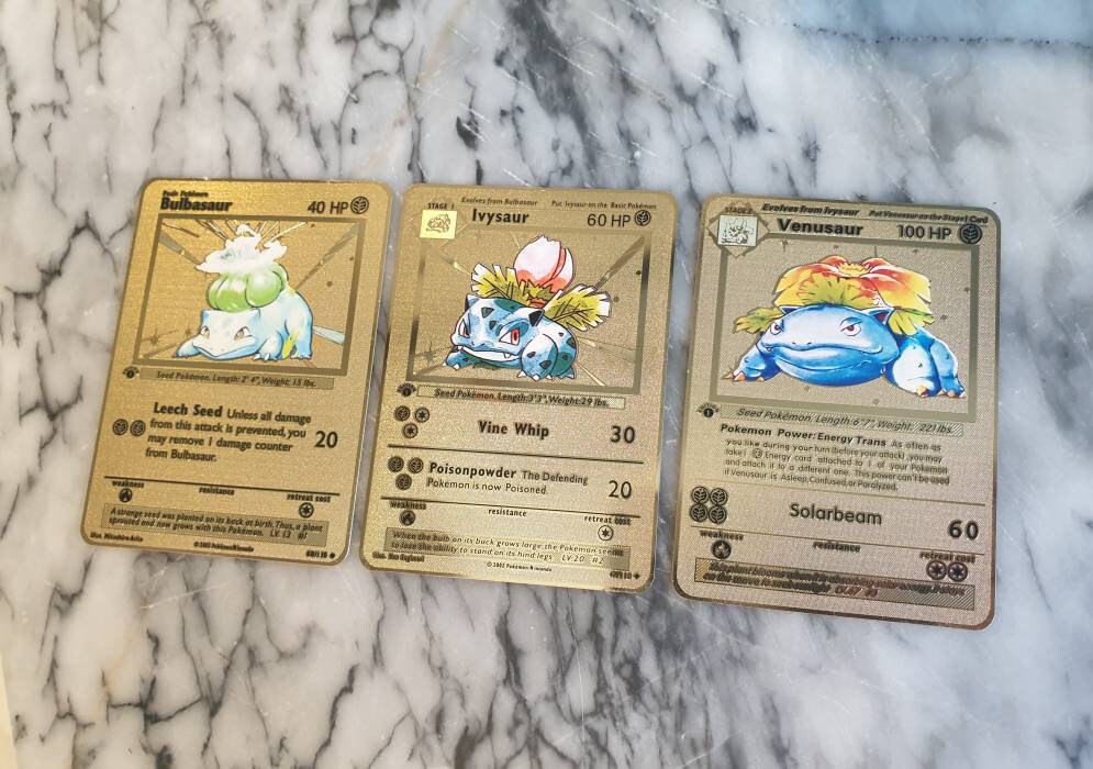 Artist Trading Cards GOLD 1st First Edition Bulbasaur Ivysaur Venusaur ...
