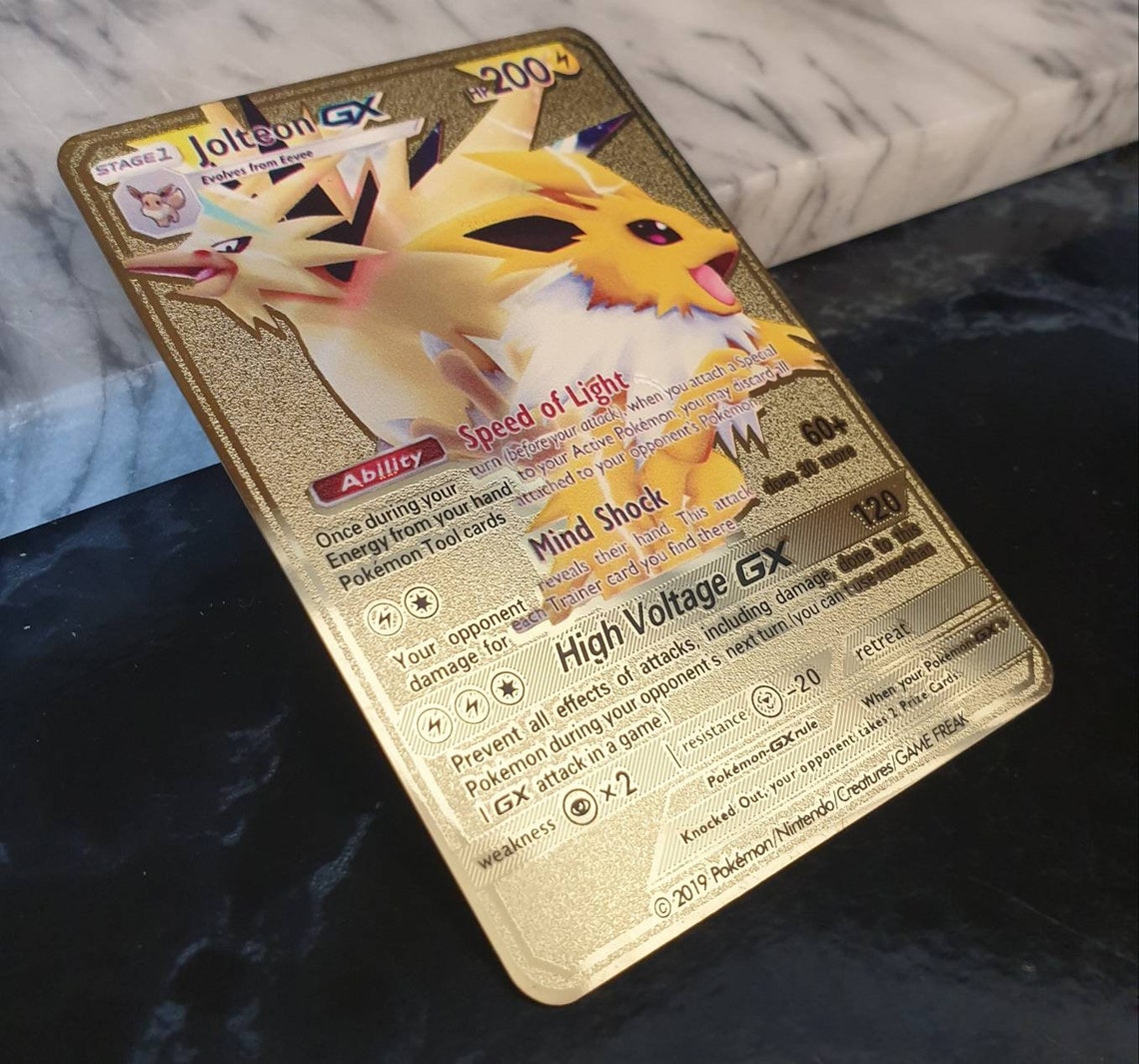 Gold Jolteon and Zapdos GX Pokemon Card Base Set Tag Team | Etsy