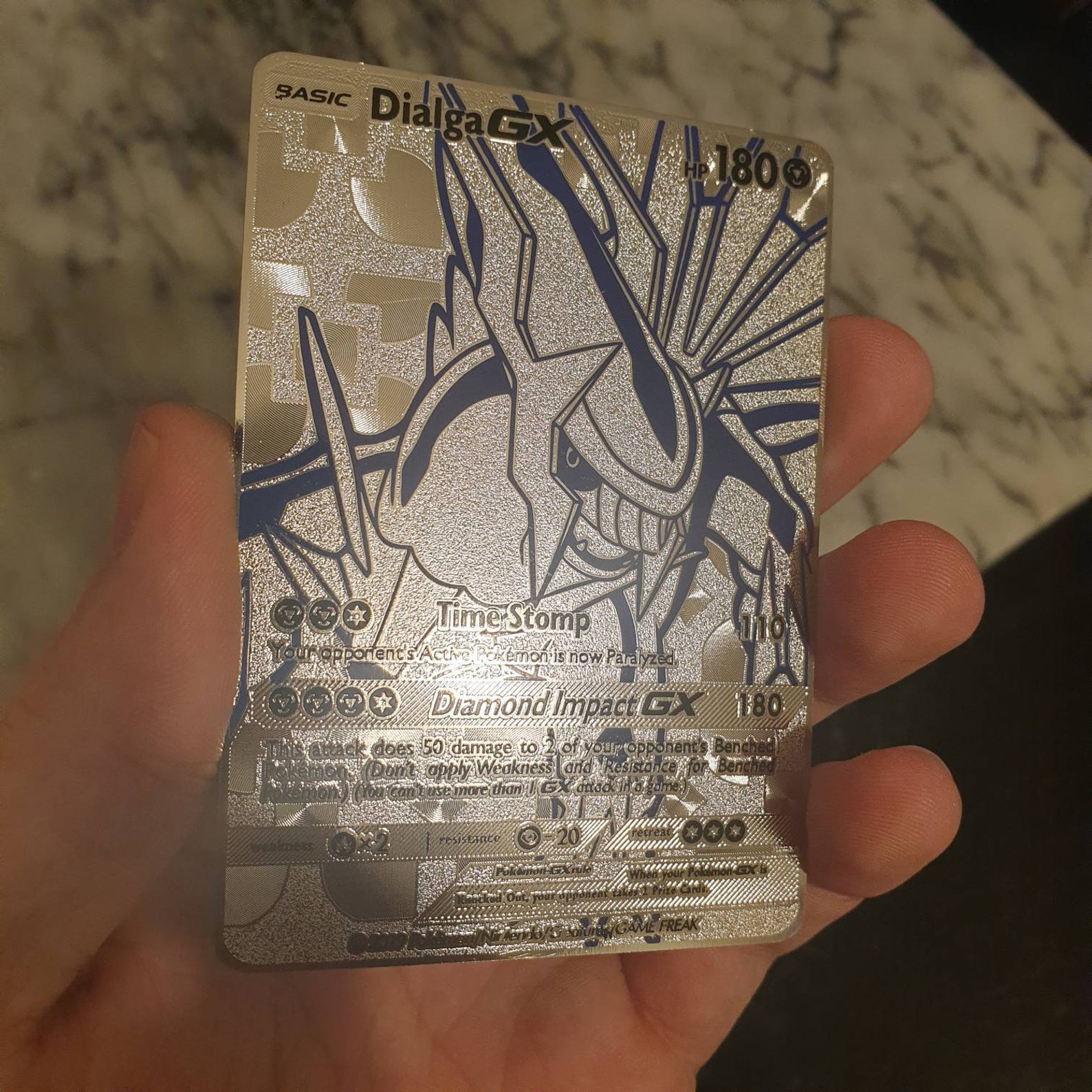 Silver Dialga GX METAL Pokemon Card 3d Mega Rare Custom Made | Etsy