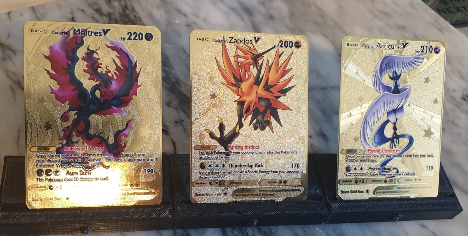 GOLD Galarian Articuno Moltres Zapdos V Pokemon Card Metal | Etsy