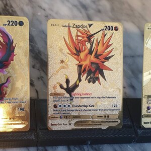 GOLD Galarian Articuno Moltres Zapdos V Pokemon Card Metal | Etsy