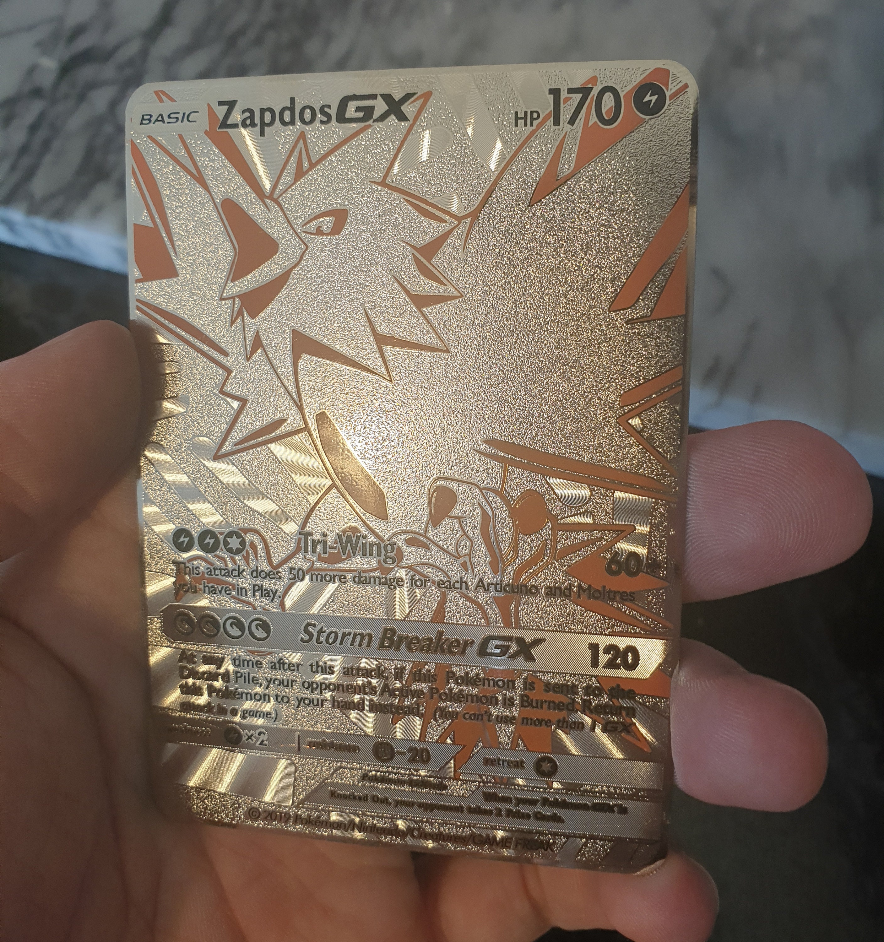 Zapdos GX Pokemon Card Custom Made Silver Steel Metal Shiny EX | Etsy