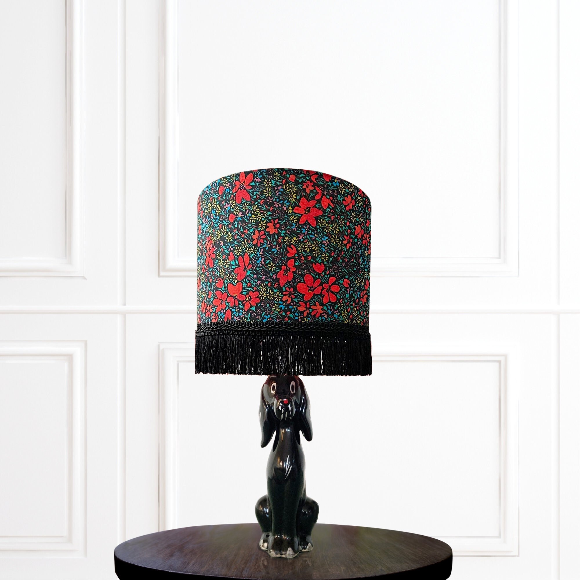 Dog Lamp, Retro Kitsch Black Ceramic Dog With Lampshade - Etsy