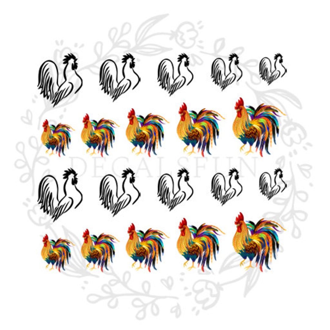 Rooster Nail Art Water Decals - Etsy