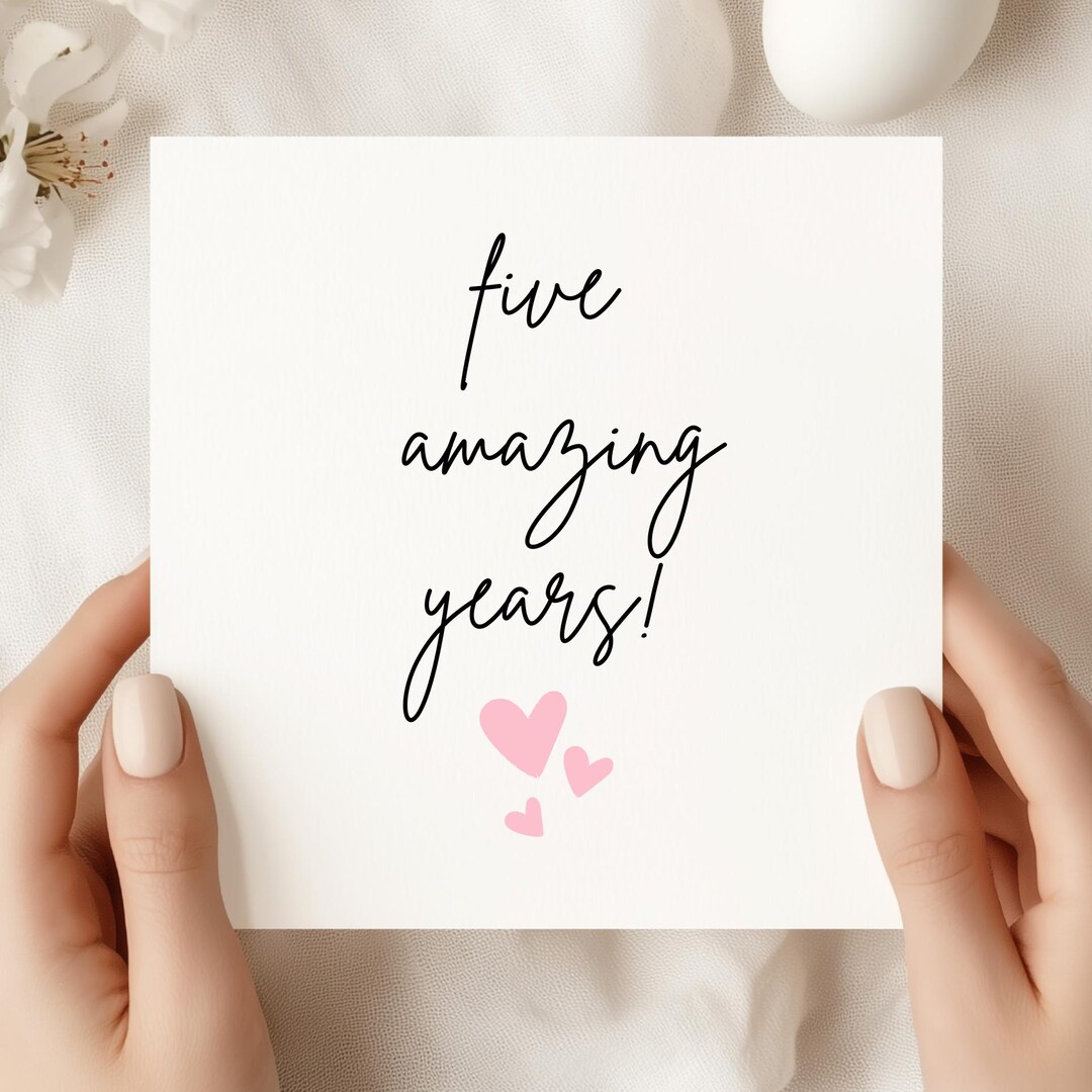 5th Anniversary Card: Modern Five Years Together Design - Etsy