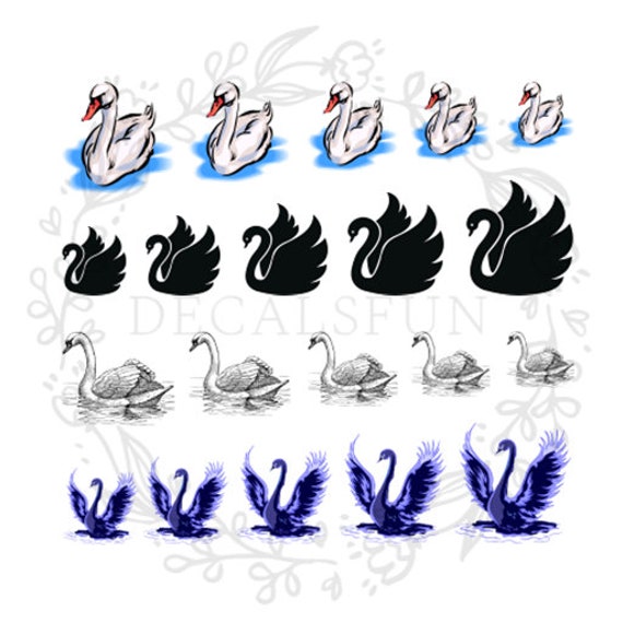 Swan Nail Art Water Decals - Etsy