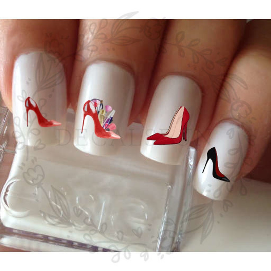 Red High Heels Nail Art Water Decals - Etsy