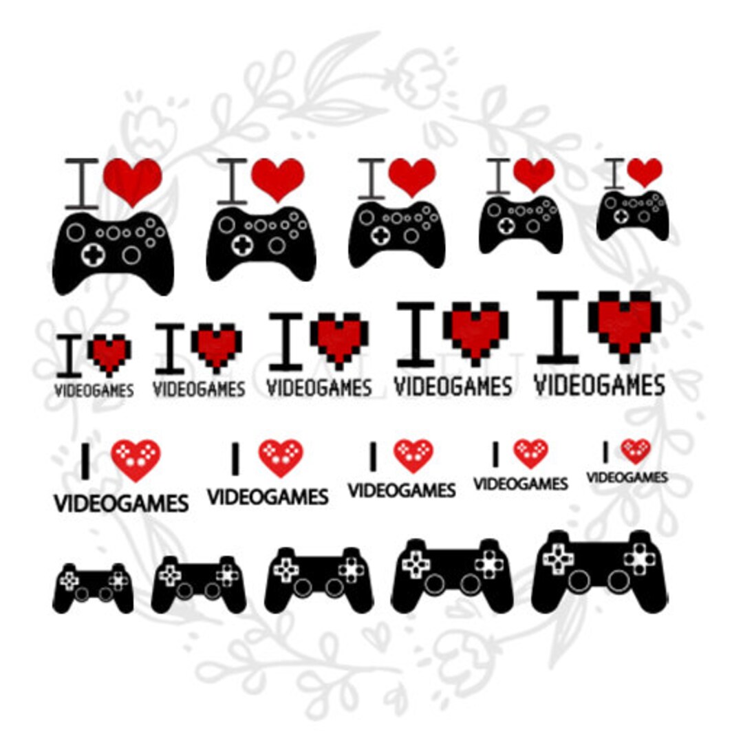 I Love Video Games Nail Art Water Decals - Etsy