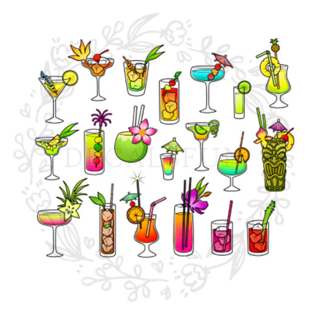 Cocktails Drinks Nail Art Water Decals - Etsy UK