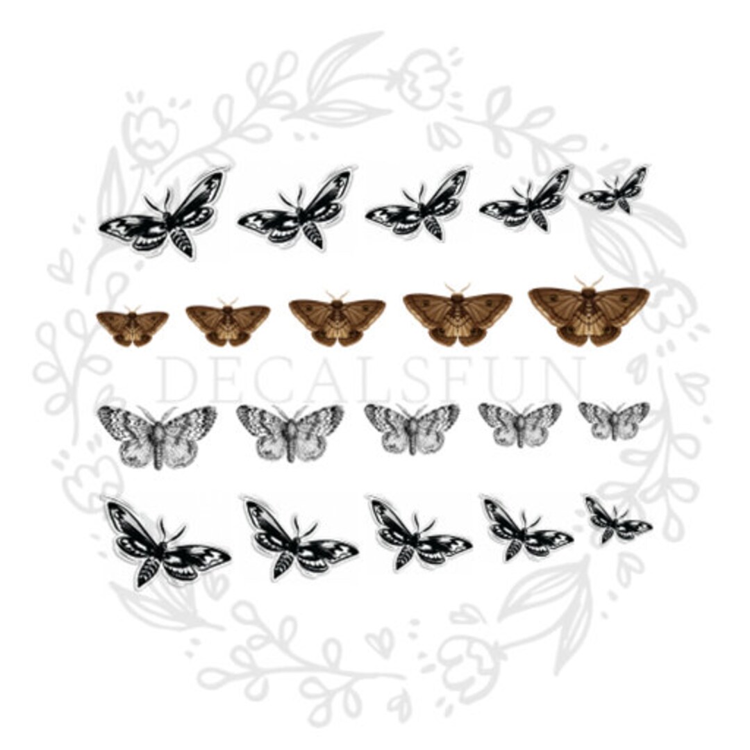 Moth Nail Art Water Decals - Etsy