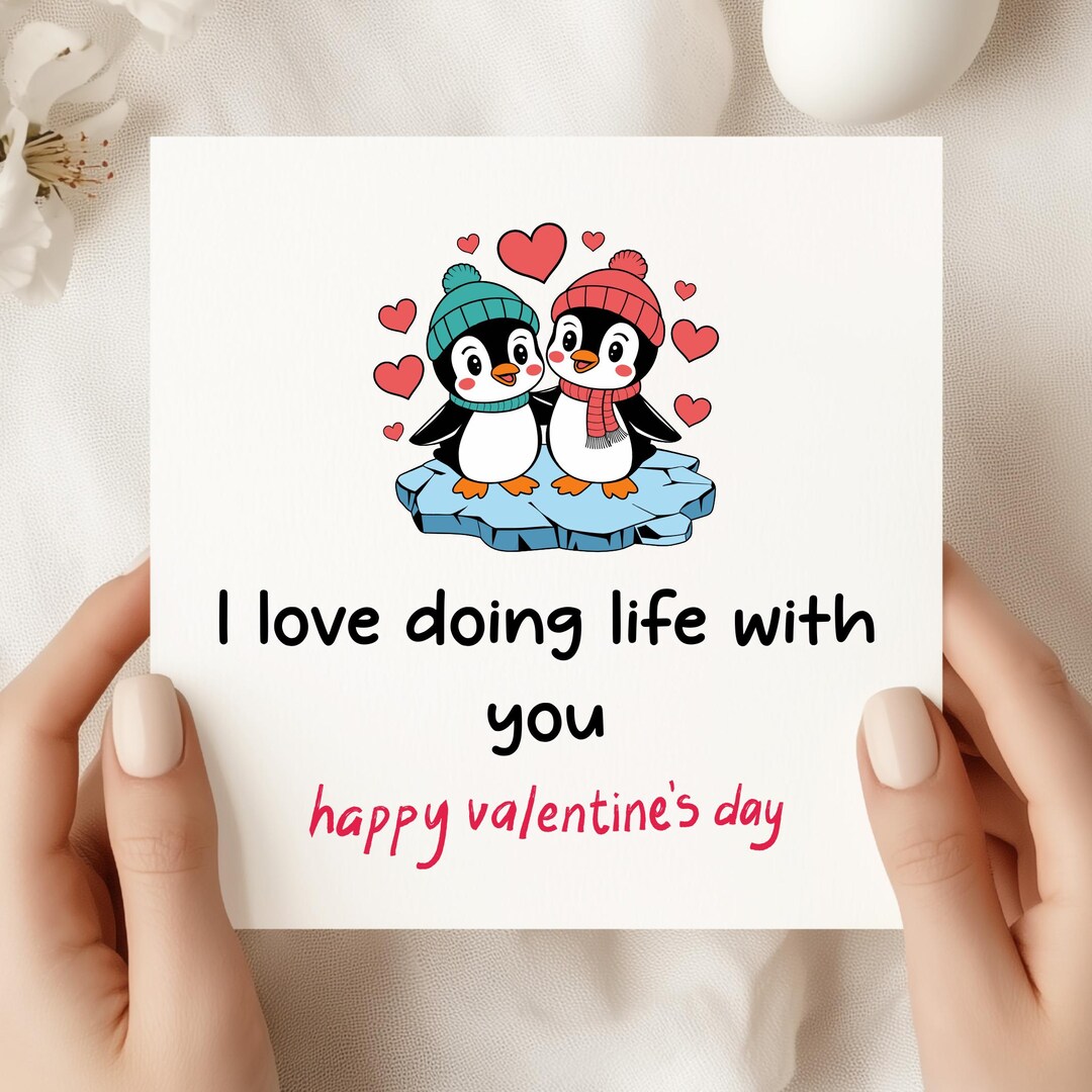 I Love Doing Life With You Card – Cute Penguin Valentine’s Day Card ...