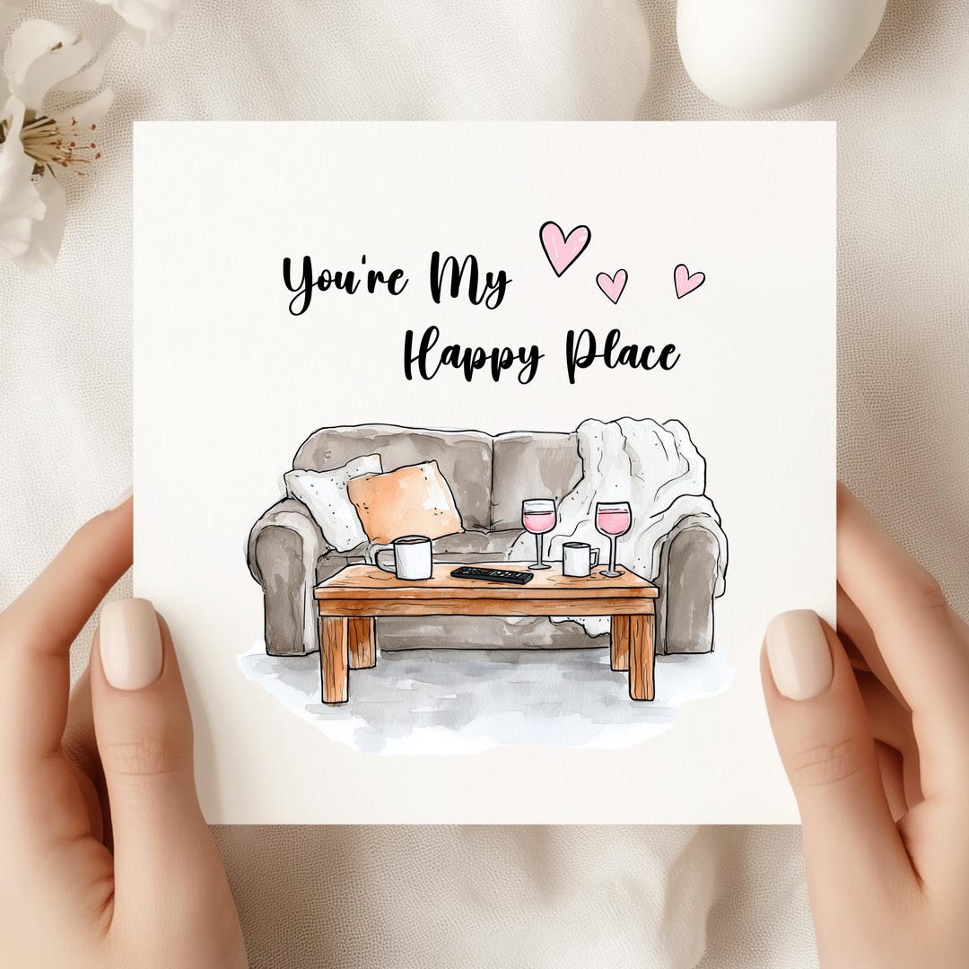 You’re My Happy Place Anniversary Card | Cozy Sofa Couple Love Card - Etsy