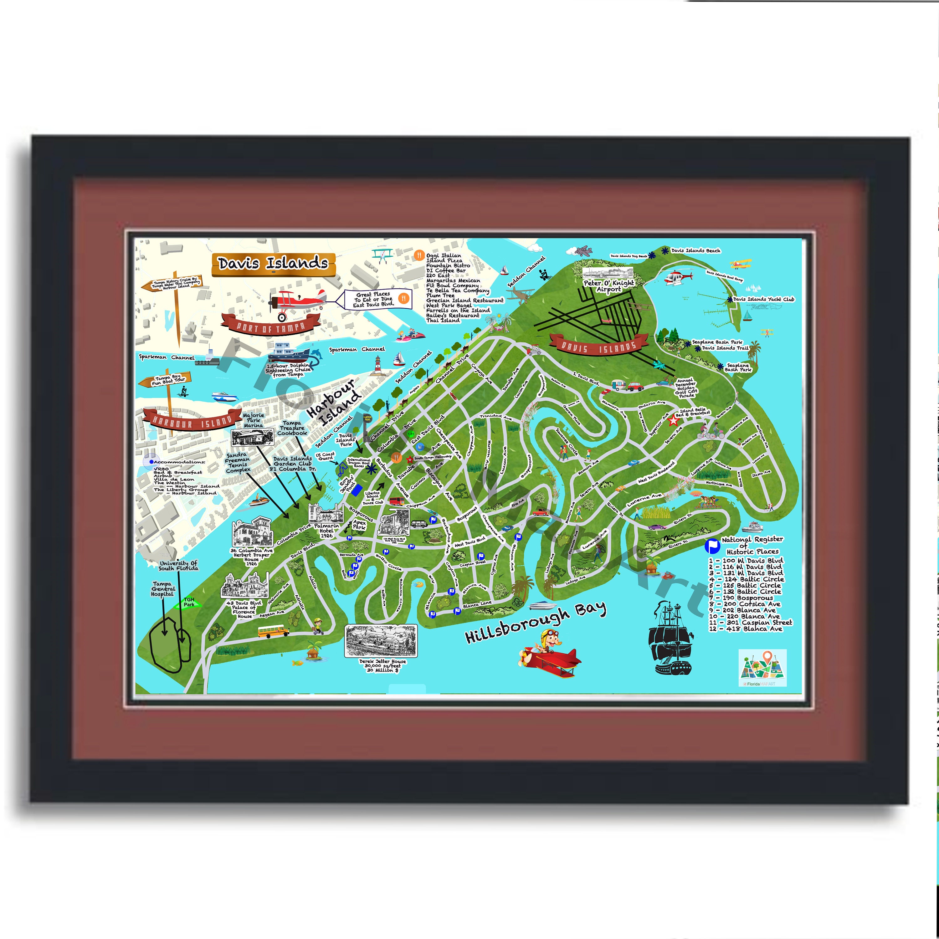 Digital Version of Whimsical Map of Davis Islands Florida - Etsy