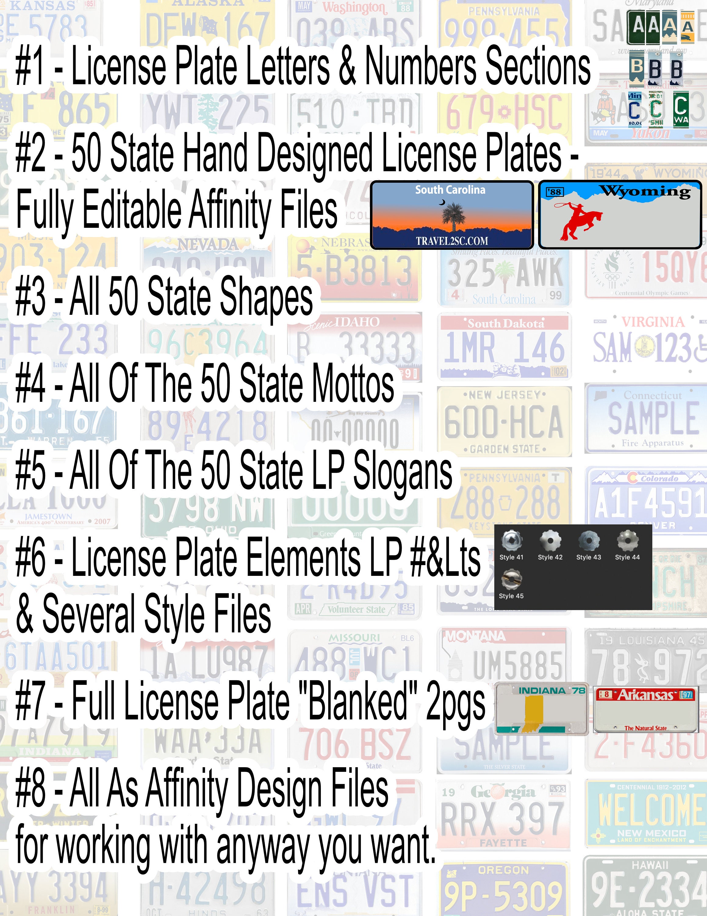 License Plate Art Kit: 50 State Designs for Affinity - Etsy