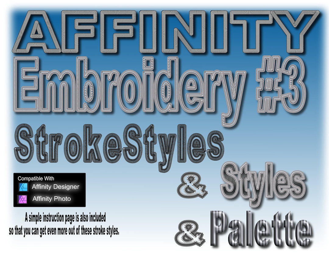 Affinity Embroidery 3 Stroke Styles - Etsy