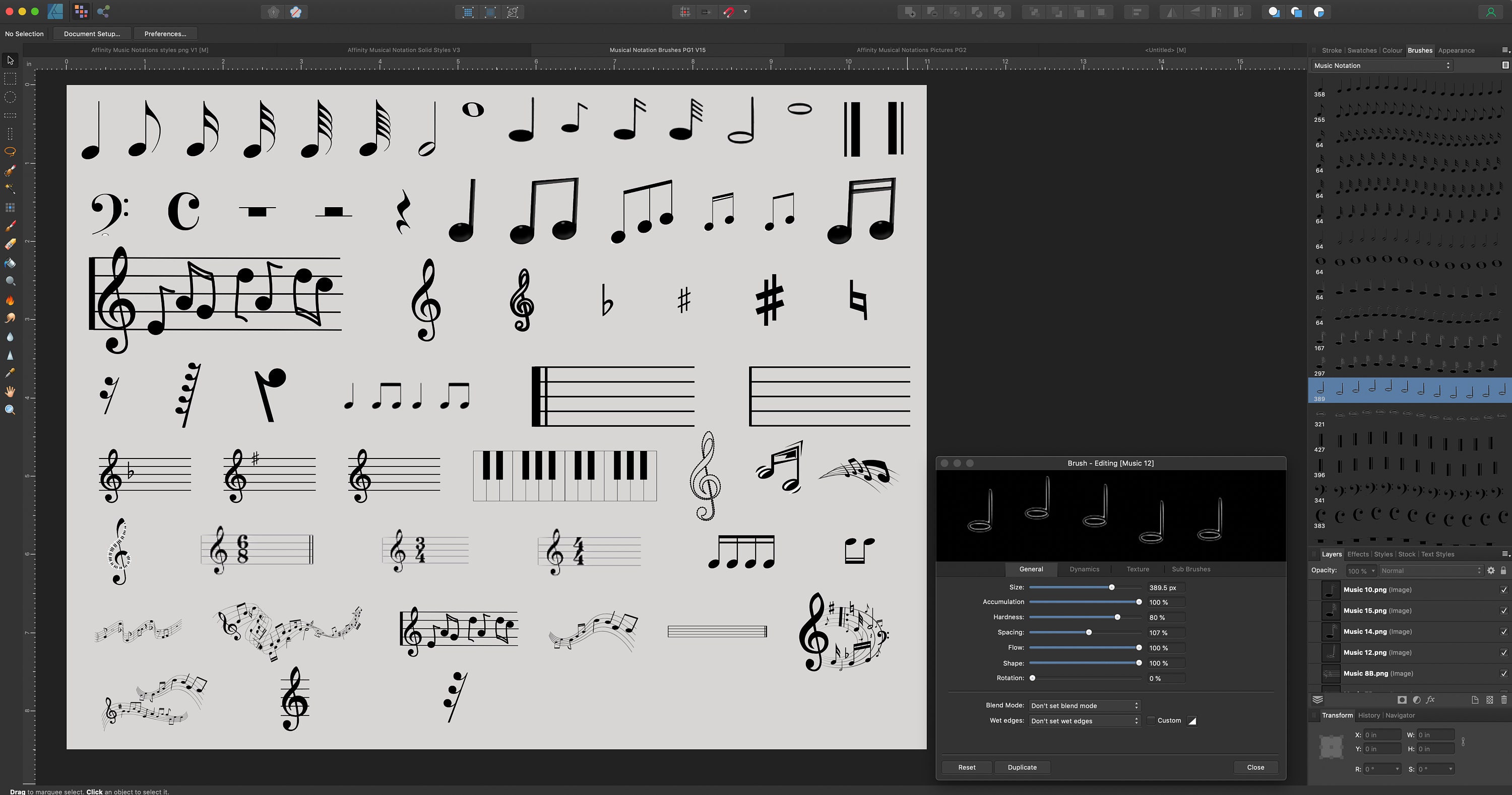 Affinity Styles and Stamp Brushes Musical Notes & Notations - Etsy