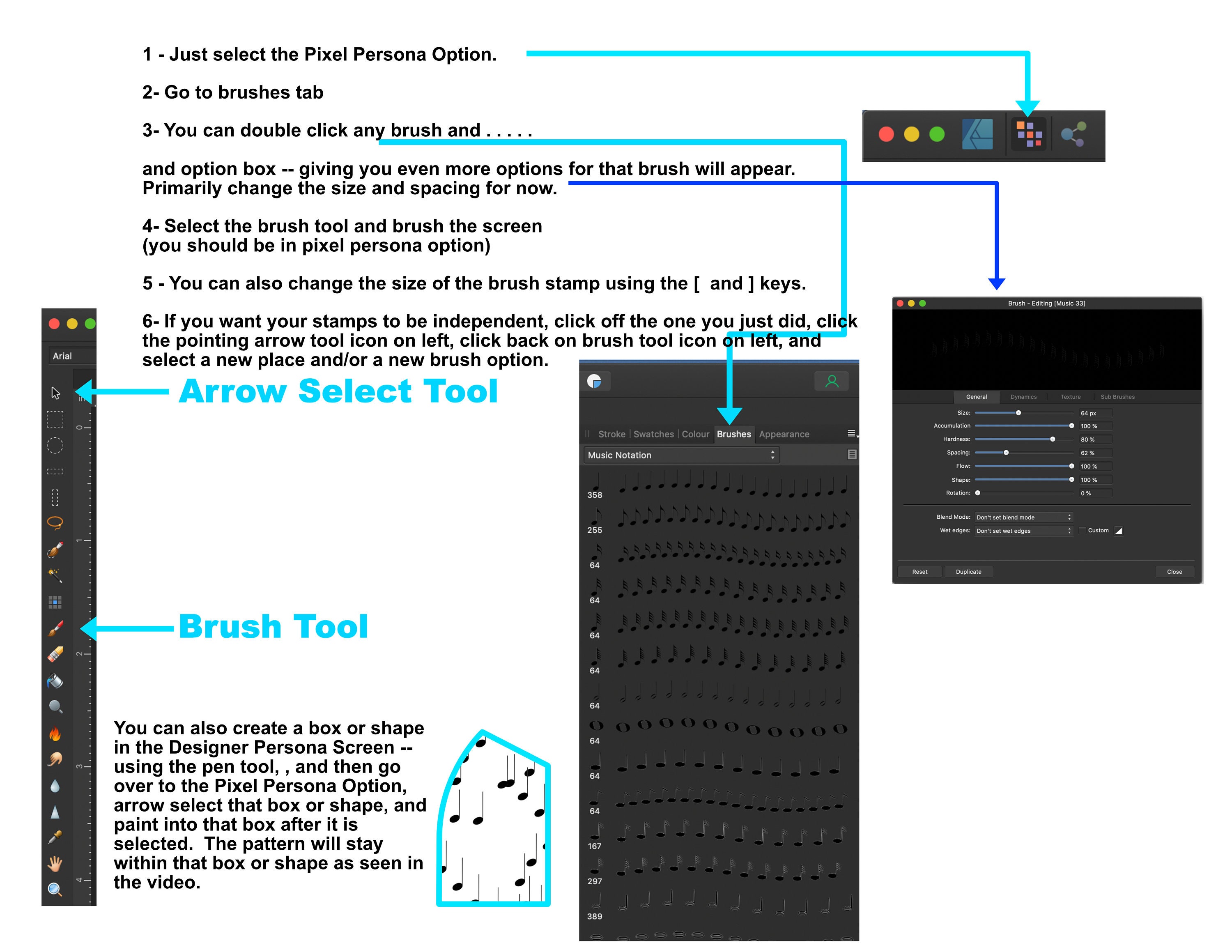 Affinity Styles and Stamp Brushes Musical Notes & Notations - Etsy