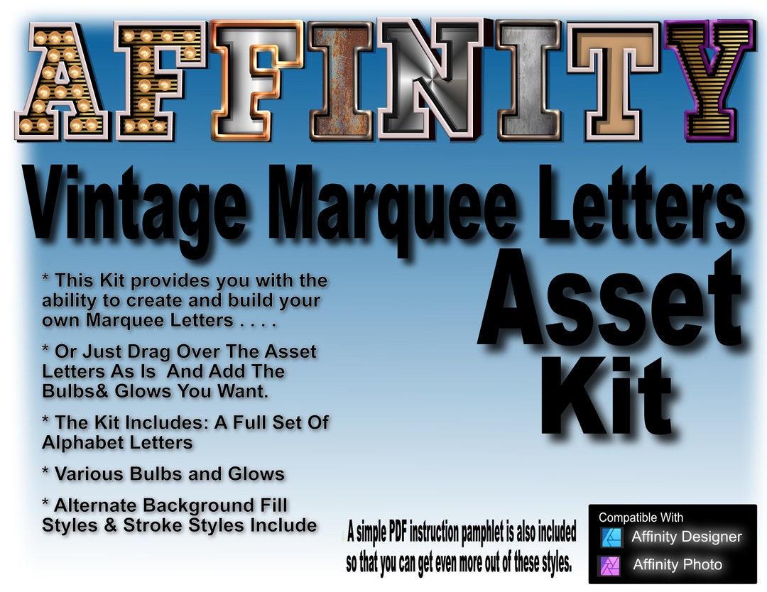 Affinity -- Vintage Marquee Letters Kit - Etsy
