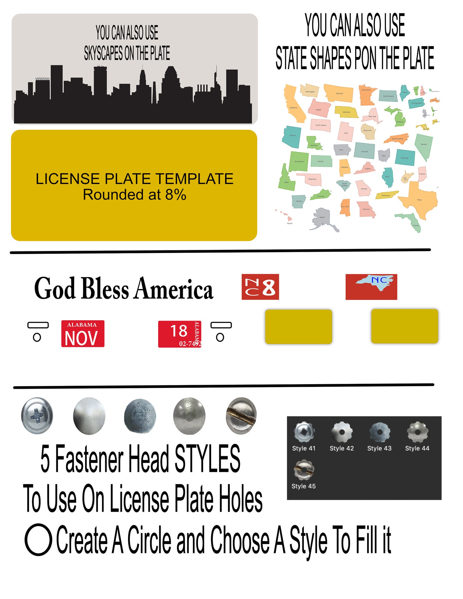 License Plate Art Kit: 50 State Designs for Affinity - Etsy