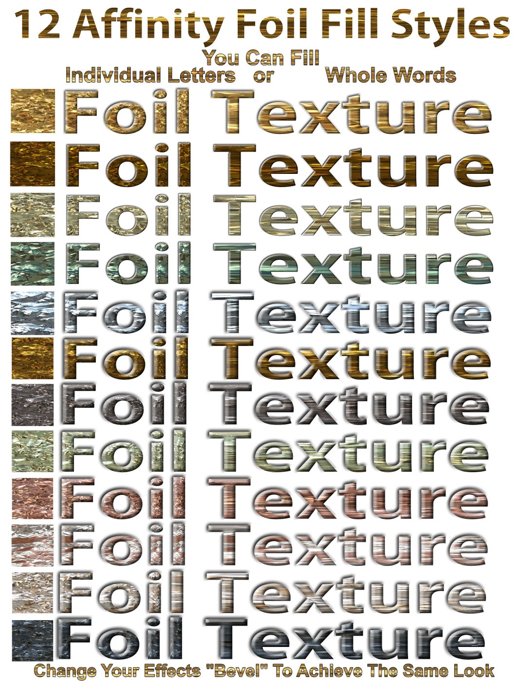 Affinity Serif -- 12 Foil Styles - Etsy